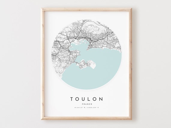 Art & Collectibles Toulon Poster Wall Art Print Map City Map Print City ...