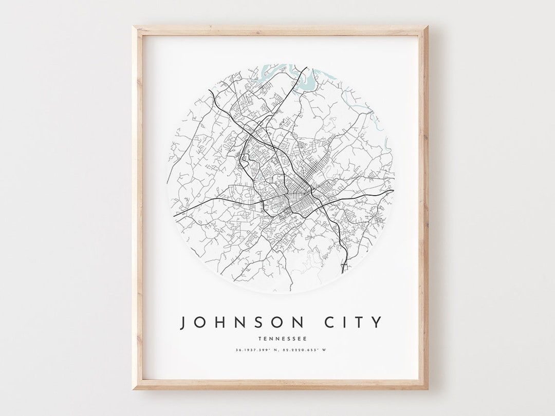 Johnson City Map Print, Johnson City Map Poster City Wall Art, Tn Road ...