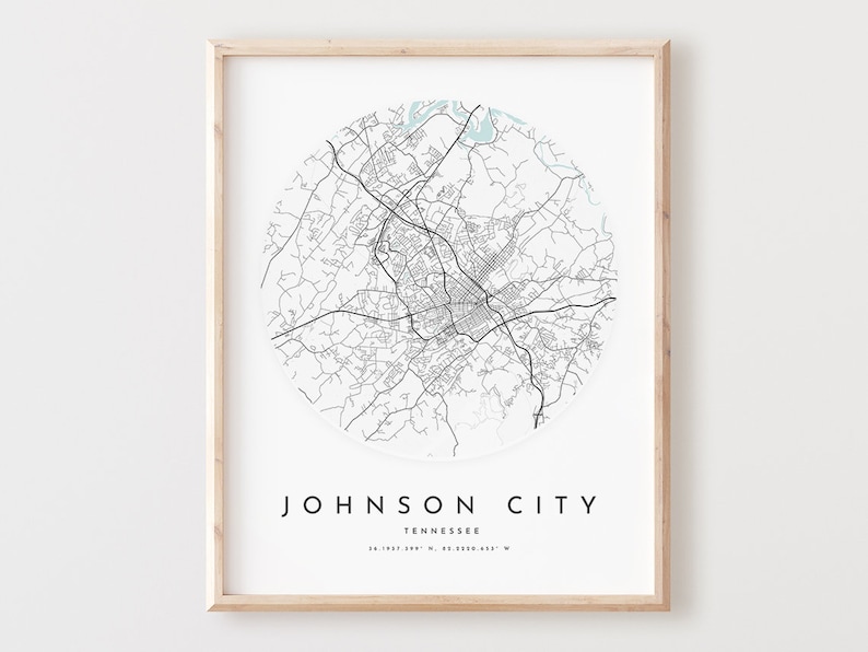 Johnson City Map Print, Johnson City Map Poster City Wall Art, Tn Road ...