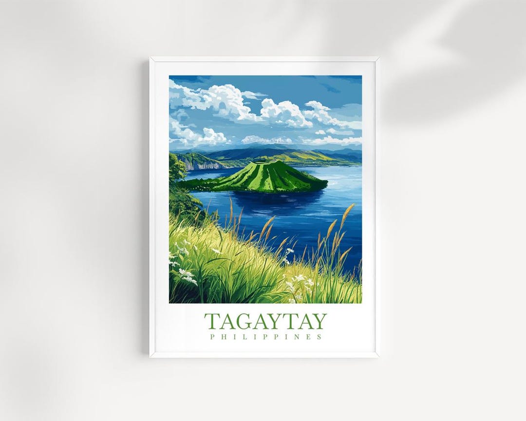 Tagaytay Print Philippines Travel Poster Illustrated Mountain Wall Art ...