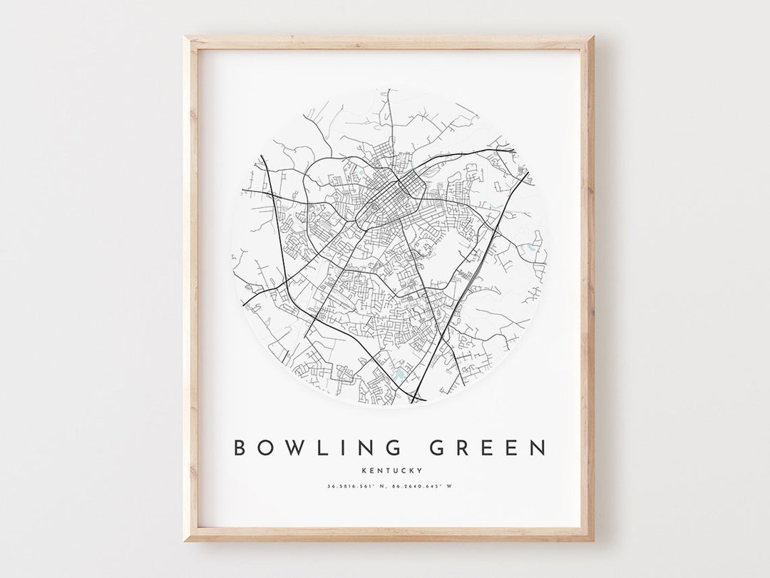 Bowling Green Map Print, Bowling Green Map Poster City Wall Art, Ky ...