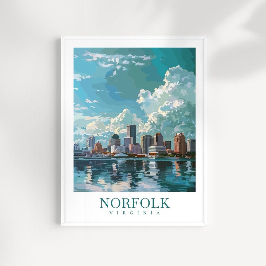 Norfolk Travel Print Virginia Poster Wall Art Norfolk Wall Hanging Home ...