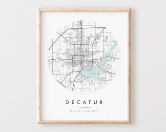 Decatur Map Print, Decatur Map Poster Wall Art, Ga City Map, Georgia ...