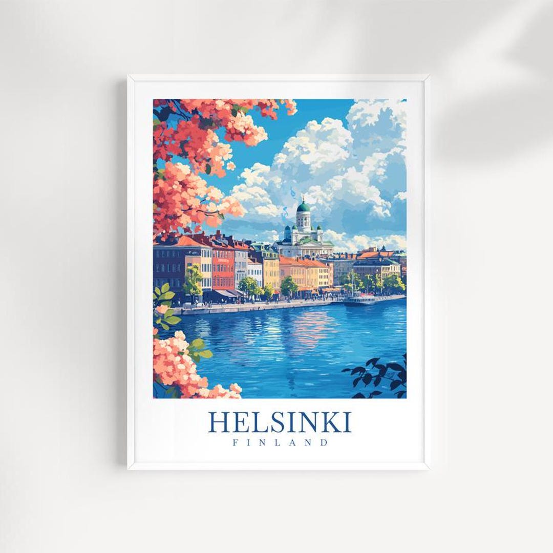 Helsinki Finland Art Print: Illustrated Cityscape, Scandinavian Decor ...
