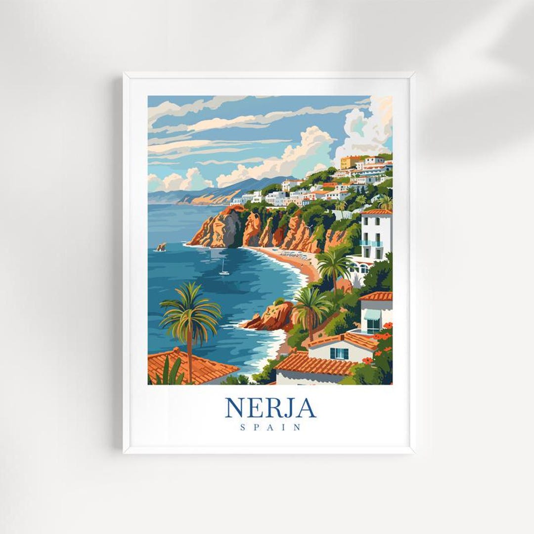 Nerja Travel Print Spain Wall Art Nerja Wall Hanging Home Décor Nerja ...
