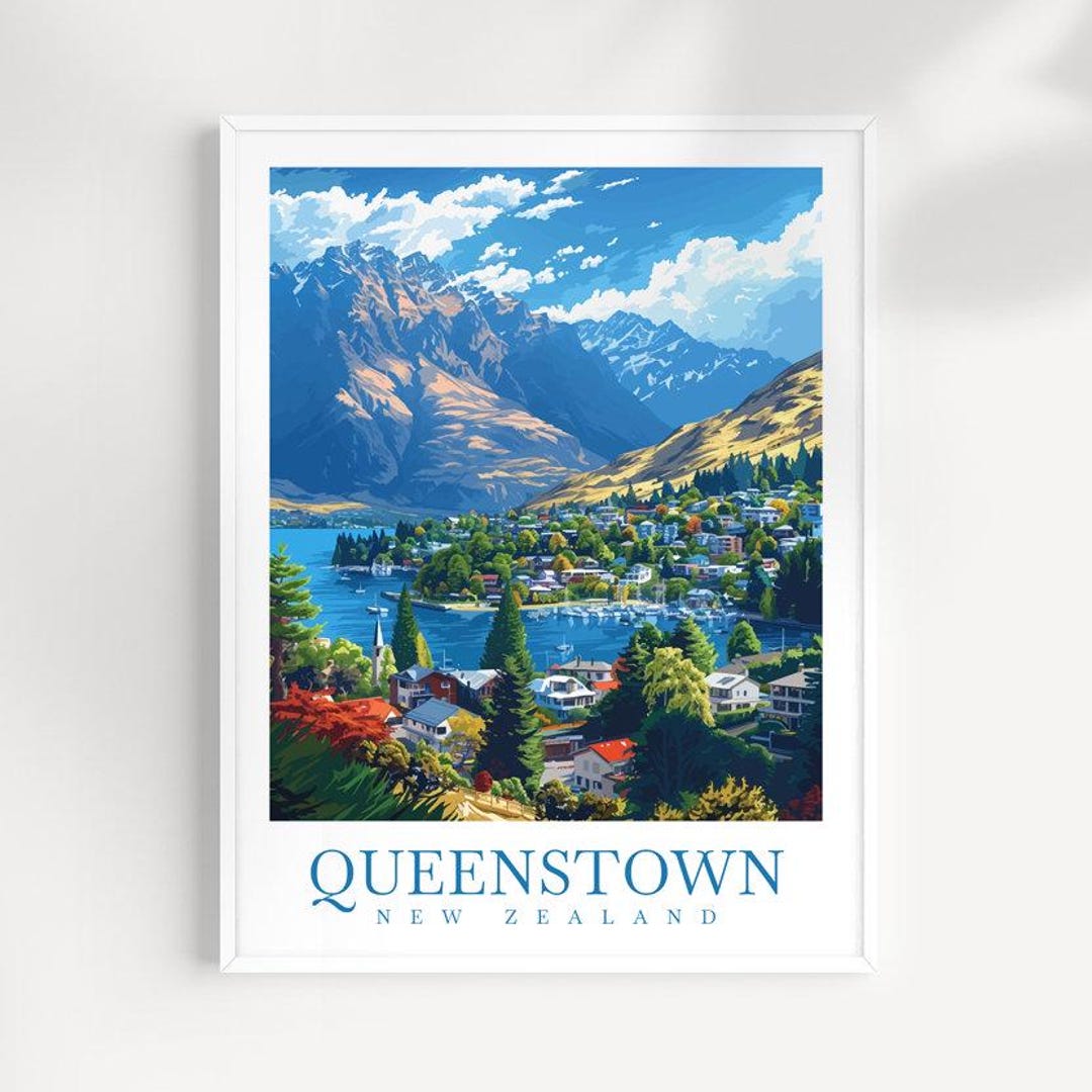 Queenstown Travel Print Wall Art, Queenstown New Zealand Poster, Wall ...