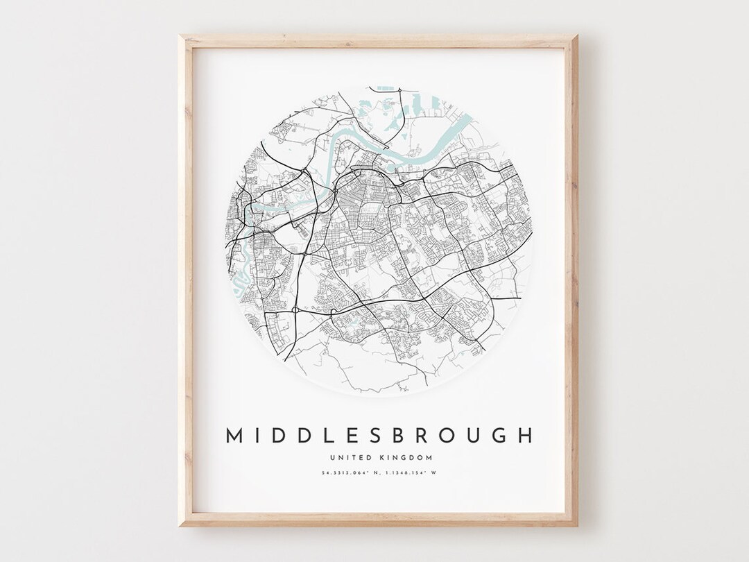 Middlesbrough Map Print Middlesbrough Map Poster City Wall - Etsy France