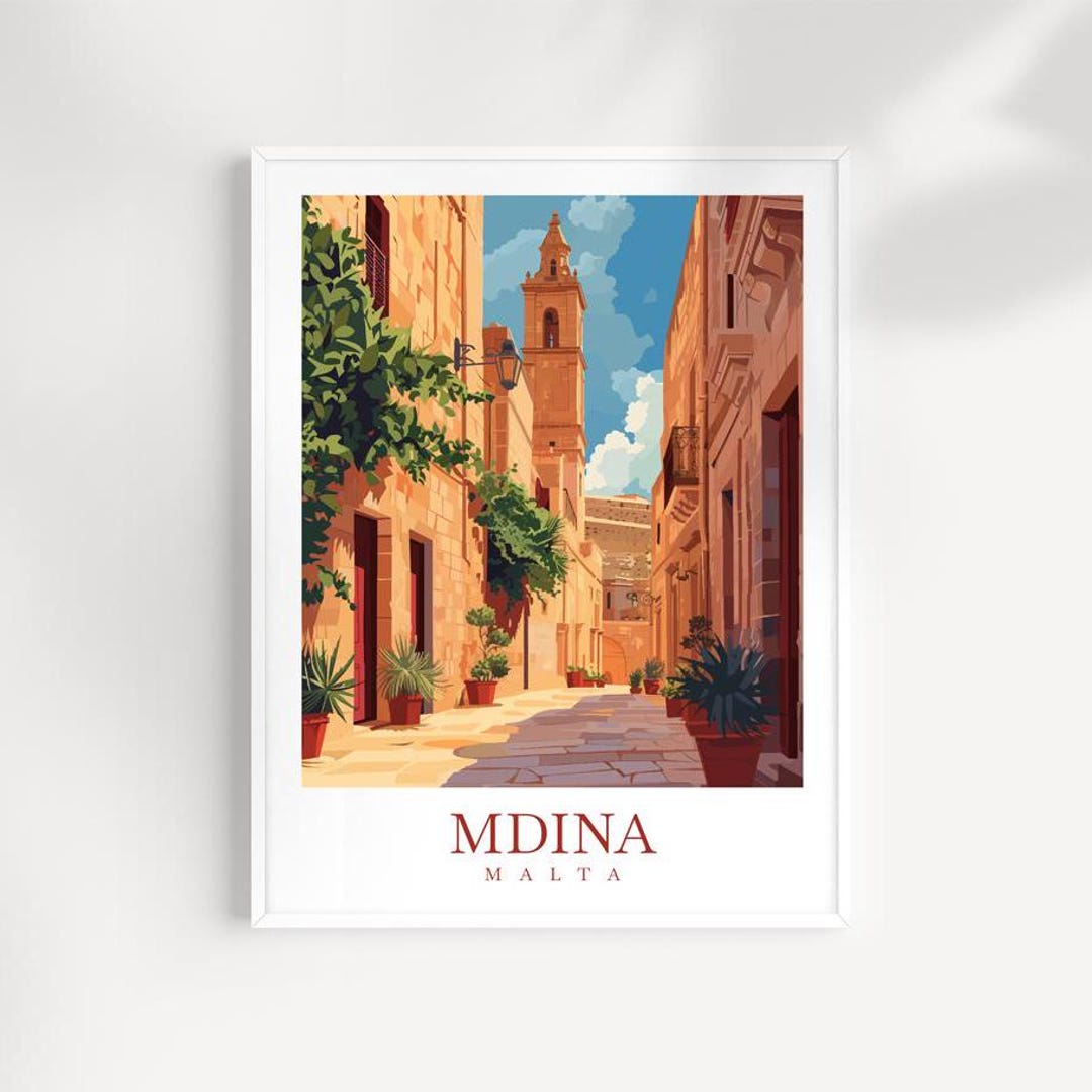 Mdina Travel Print Malta Wall Art Mdina Poster Mdina Wall Hanging Home ...