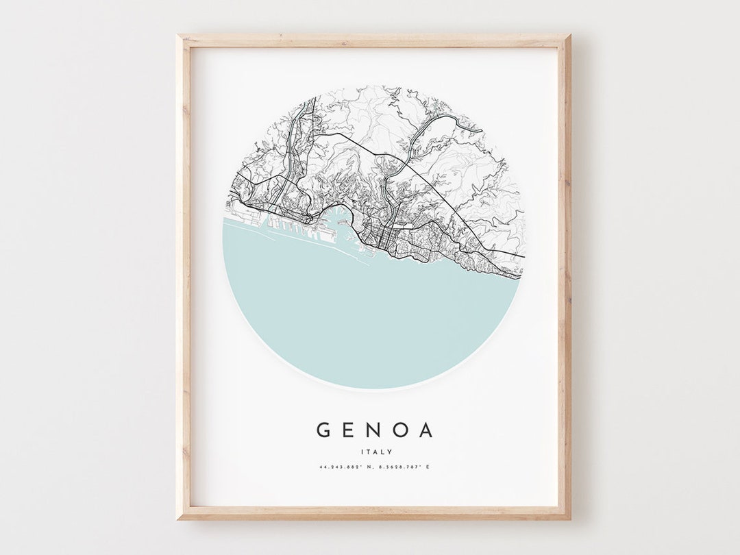 Genoa Map Print Genoa Map Poster City Wall Art Genoa Road - Etsy