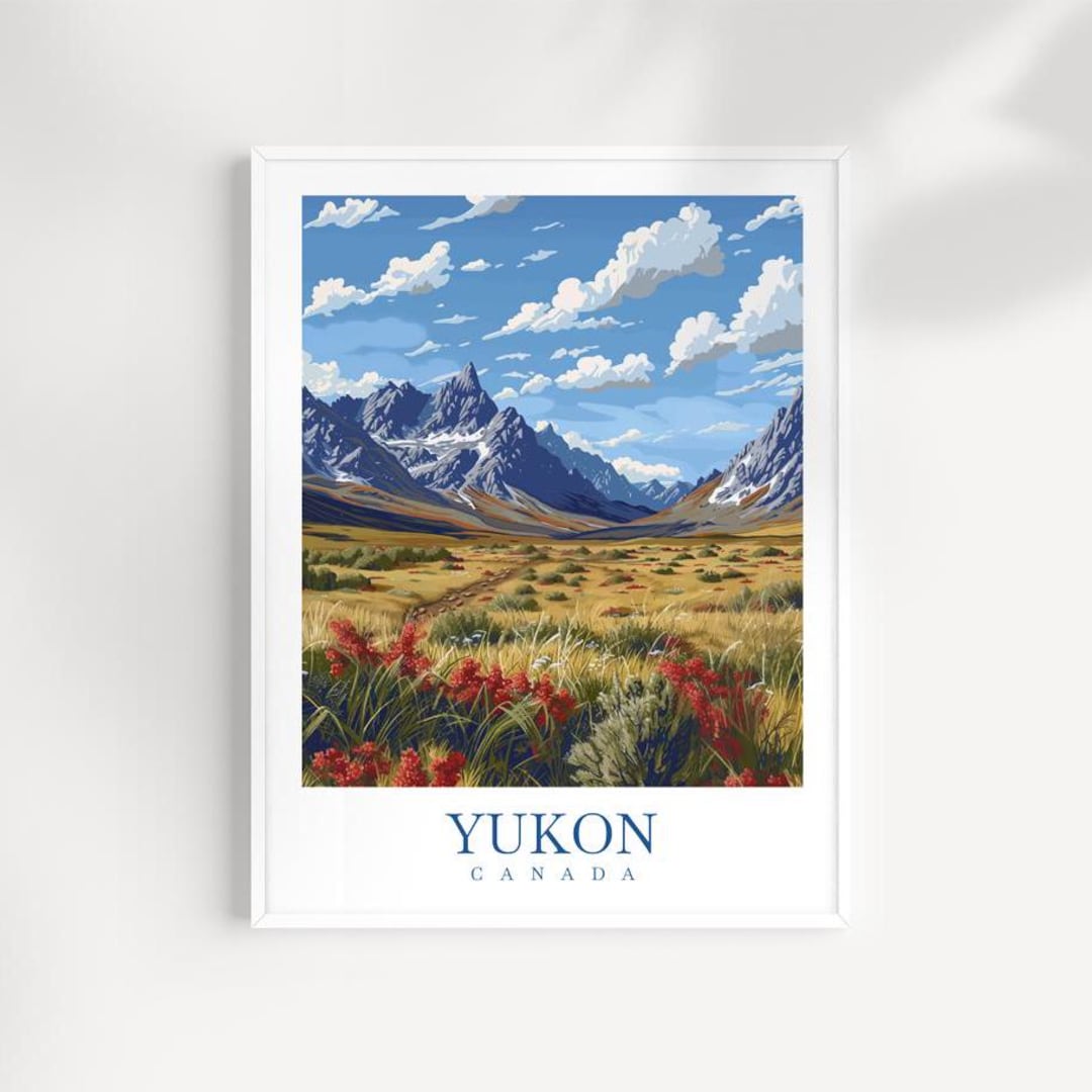 Yukon Travel Poster: Canada Mountain Landscape Art Print - Etsy
