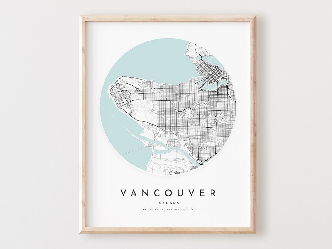 Vancouver Map Print, Vancouver Map Poster City Wall Art, Vancouver Road ...