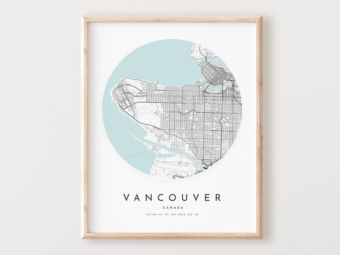 Vancouver Map Print Vancouver Map Poster City Wall Art - Etsy