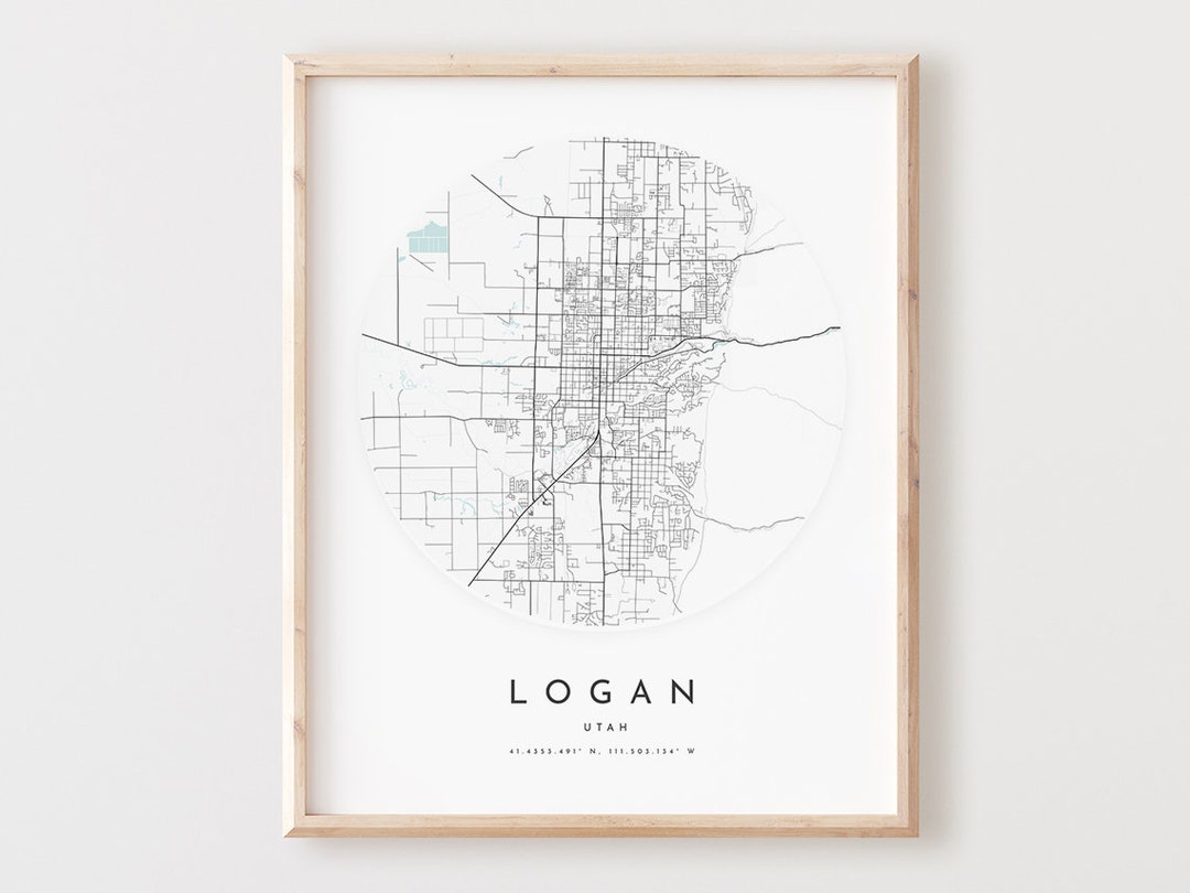 Logan Map Print, Logan Map Poster City Wall Art, Ut Road Map, Utah ...