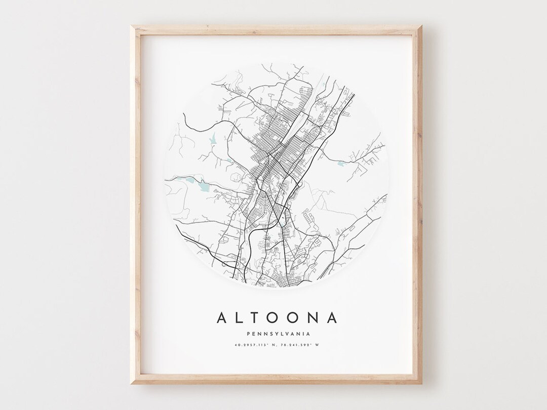 Altoona Map Print, Altoona Map Poster City Wall Art, Pa Road Map ...