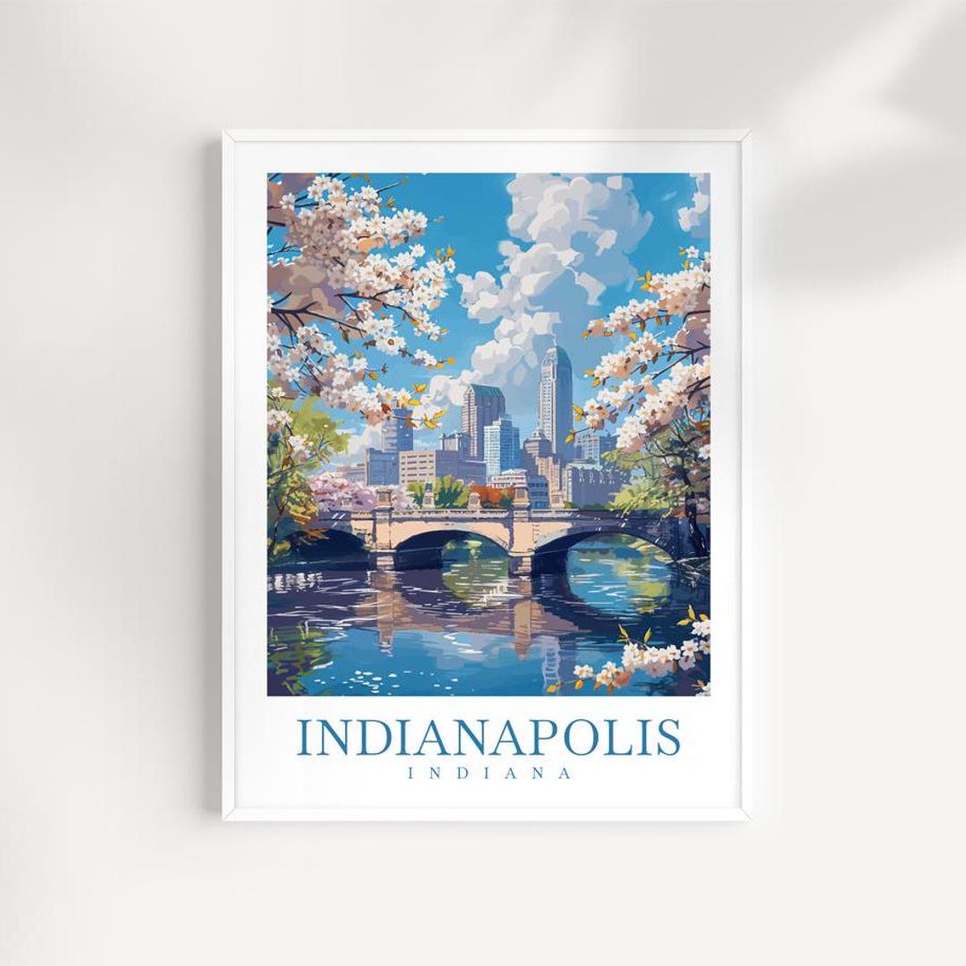 Indianapolis Travel Cityscape Print Indiana Home Decor USA City Art ...