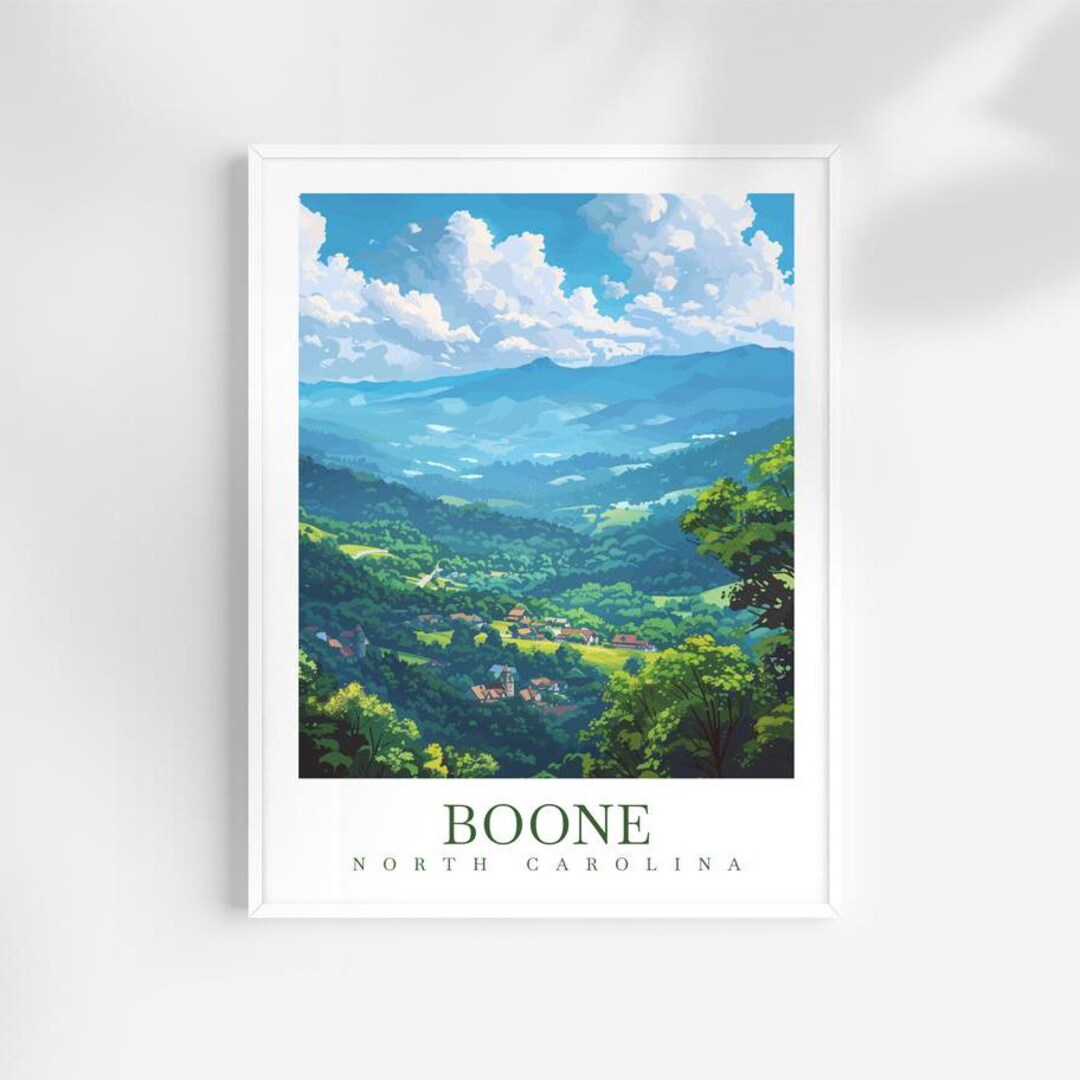 Boone Travel Poster North Carolina Wall Art Boone Wall Hanging Boone ...