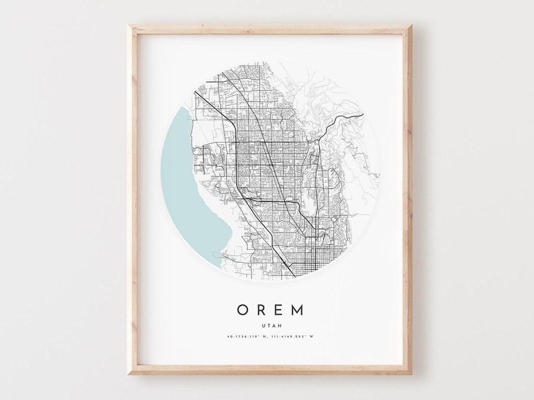 Orem Map Print, Orem Map Poster City Wall Art, Ut Road Map, Utah Print ...