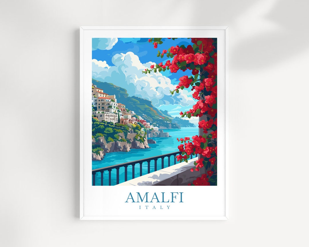 Amalfi Coast Travel Print Wall Art, Amalfi Italy Poster, Wall Hanging ...