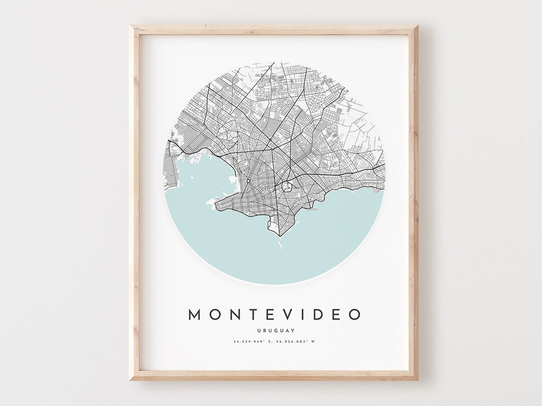 Montevideo Map Print: Modern City Wall Art - Etsy