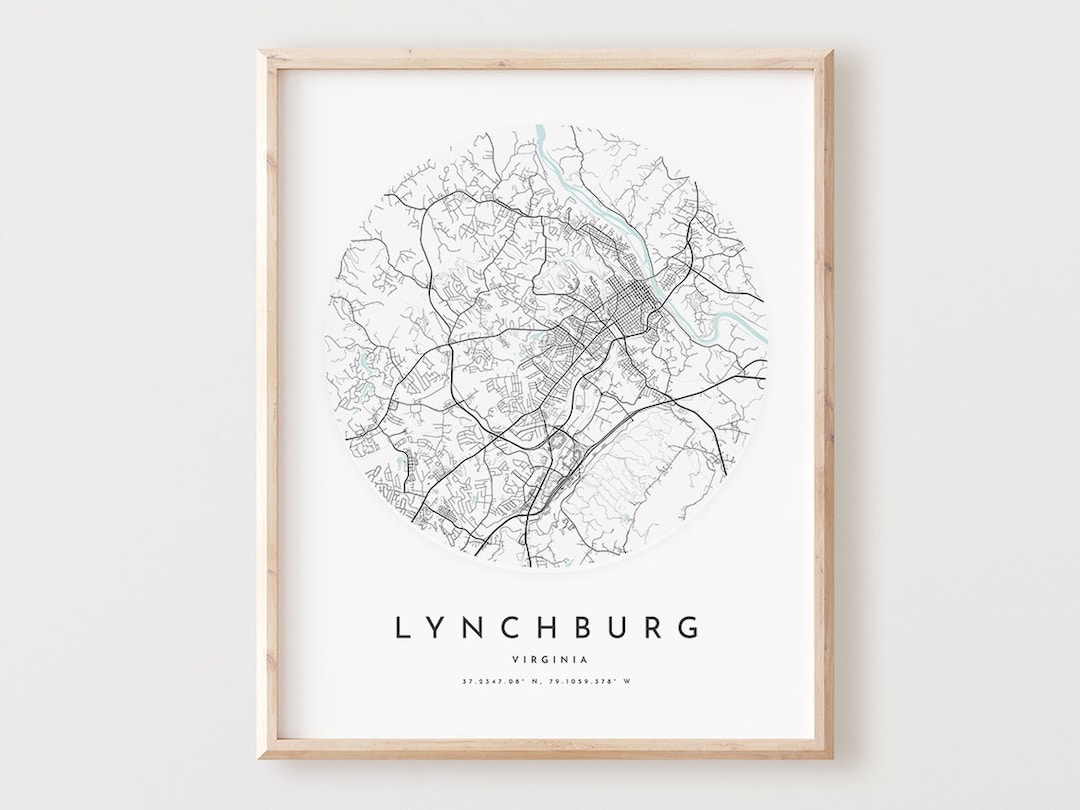 Lynchburg Map Print, Lynchburg Map Poster City Wall Art, Va Road Map ...