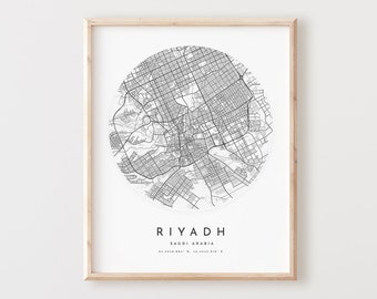 Riyadh Map Black and White Print Saudi Arabia Black and White Map Print ...