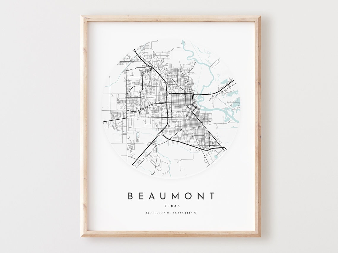Beaumont Map Print, Beaumont Map Poster City Wall Art, Tx Road Map ...
