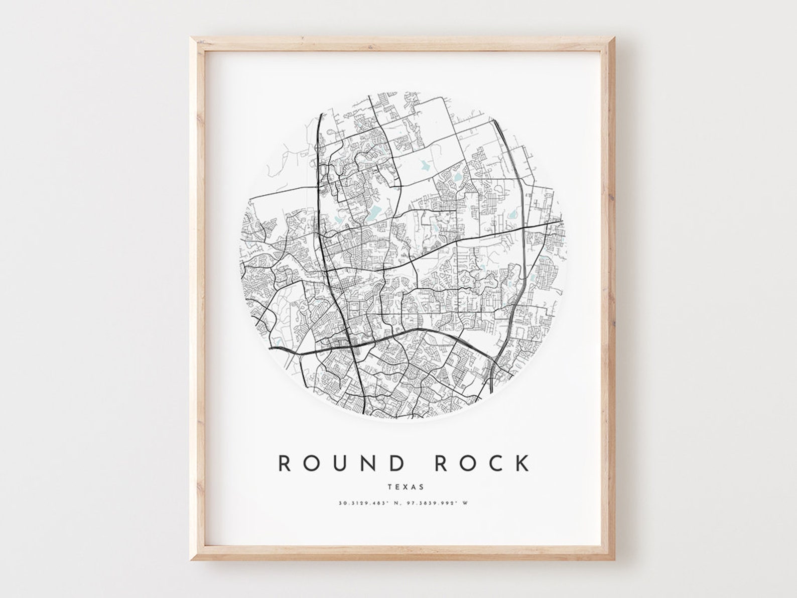 Round Rock Map Print Round Rock Map Poster City Wall Art Tx - Etsy