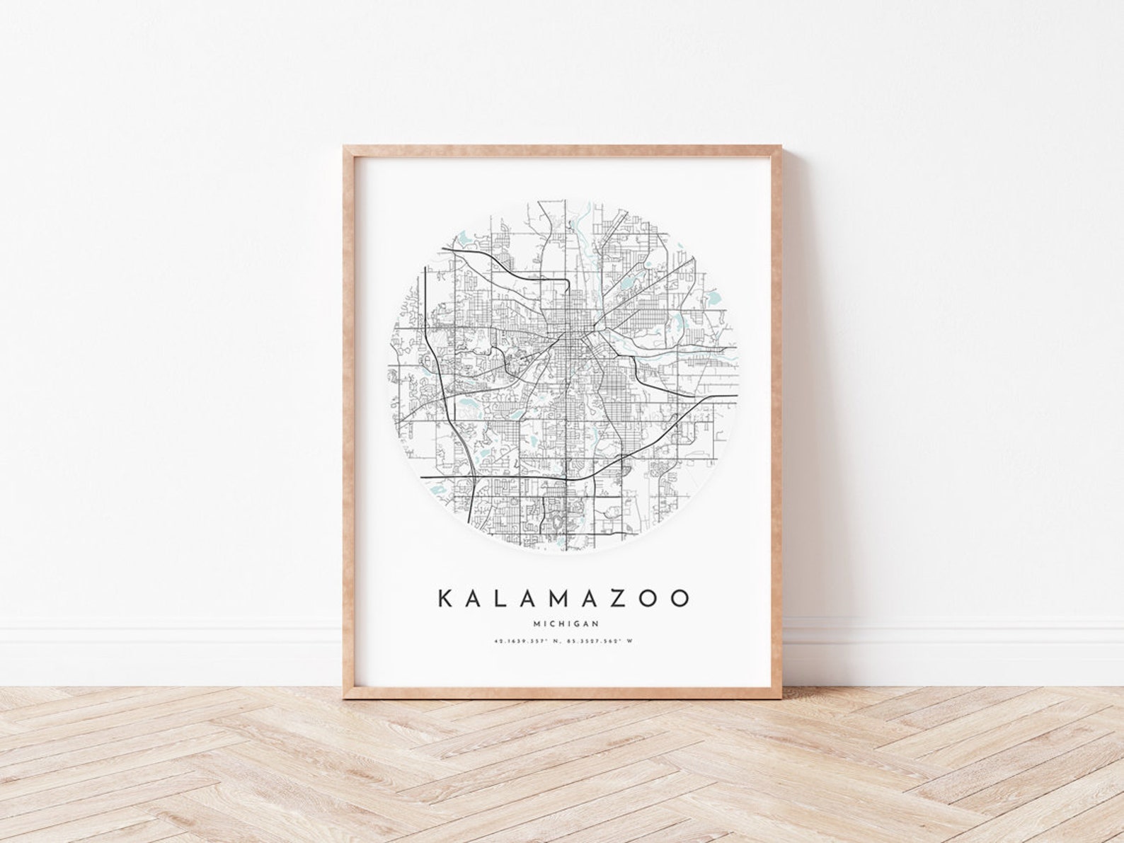 Kalamazoo Map Print, Kalamazoo Map Poster City Wall Art, Mi Road Map ...