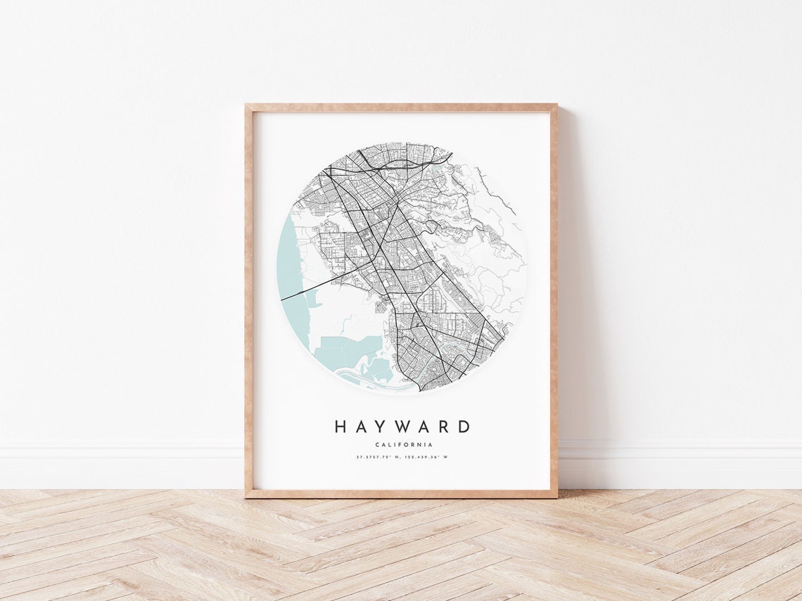 Hayward Map Print Hayward Map Poster City Wall Art Ca Road | Etsy
