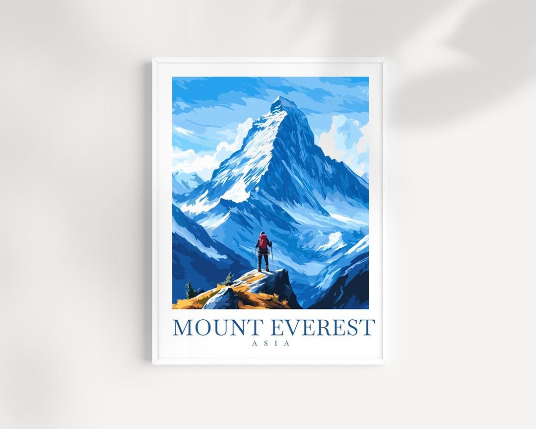 Mount Everest Print: Illustrated Himalayan Landscape Art - Etsy