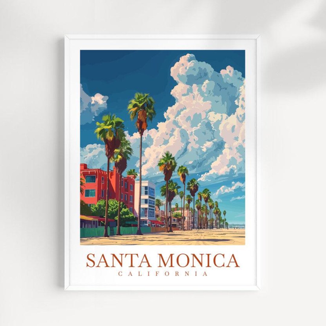 Santa Monica Travel Print Wall Art Santa Monica Wall Hanging Home Décor ...