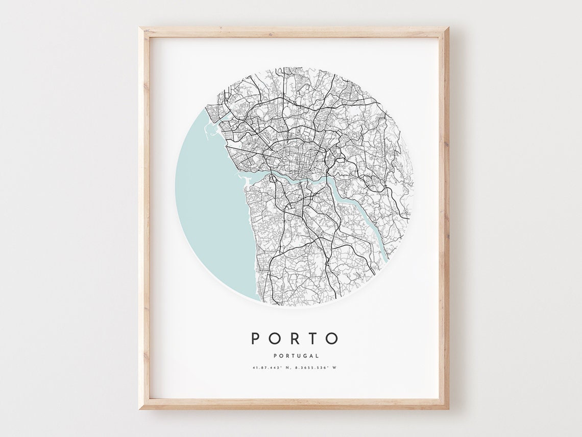 Porto Map Print Porto Map Poster City Wall Art Porto Road - Etsy