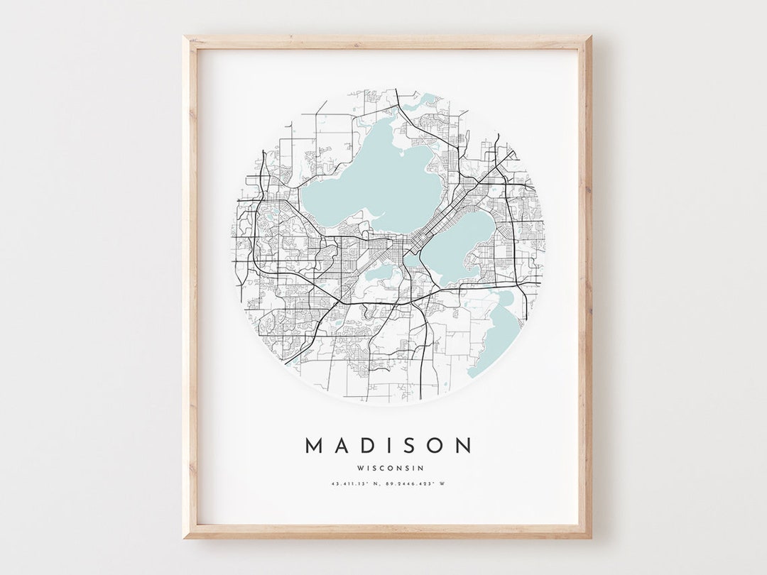 Madison Map Print, Madison Map Poster City Wall Art, Wi Road Map ...