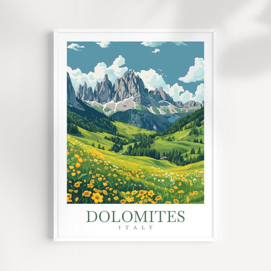 Dolomites Travel Print Italy Home Décor Dolomitic Alps Art Print ...