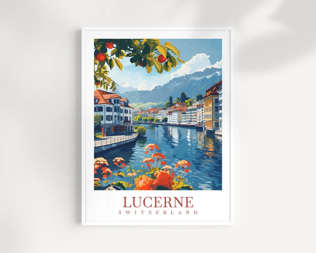 Lucerne Travel Print Wall Art Switzerland Wall Hanging Home Décor ...