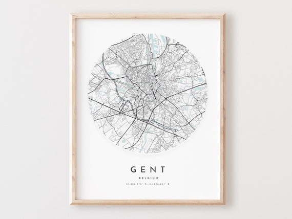 Gent Map Print Gent Map Poster City Wall Art Gent Road Map | Etsy