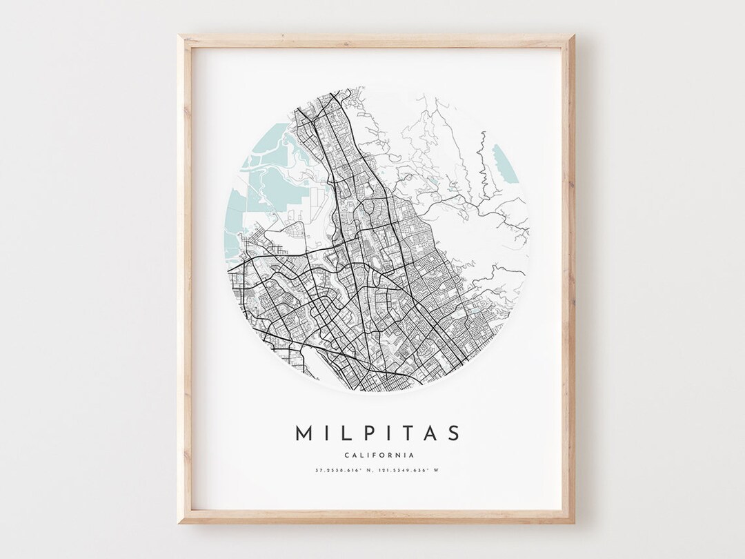 Milpitas Map Print, Milpitas Map Poster City Wall Art, Ca Road Map ...