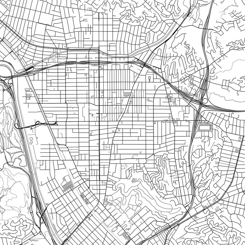 Glendale map print wall art Glendale CA city map poster | Etsy