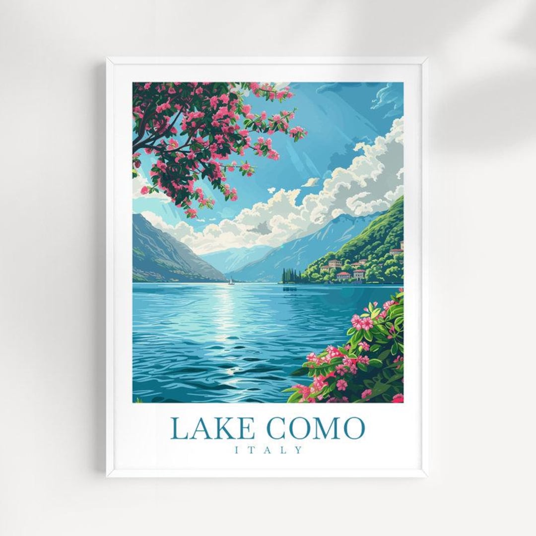 Lake Como Travel Print Wall Art Lake Como Italy Wall Hanging Home ...