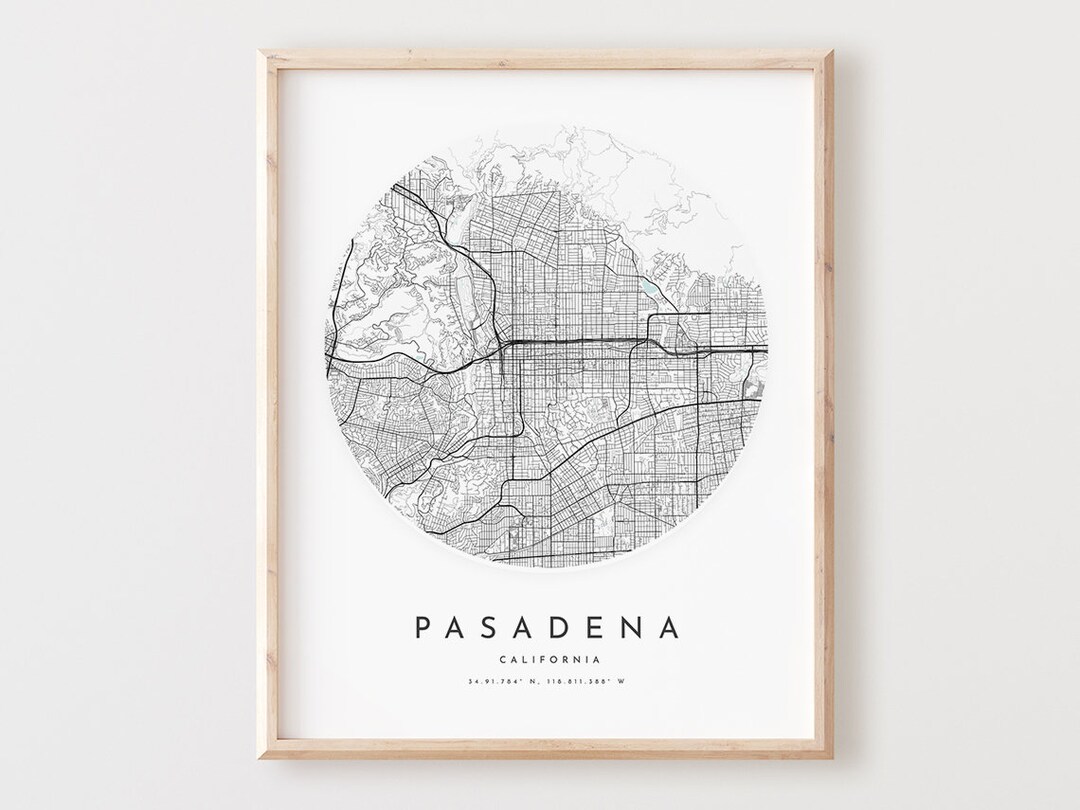 Pasadena Map Print, Pasadena Map Poster City Wall Art, Ca Road Map ...