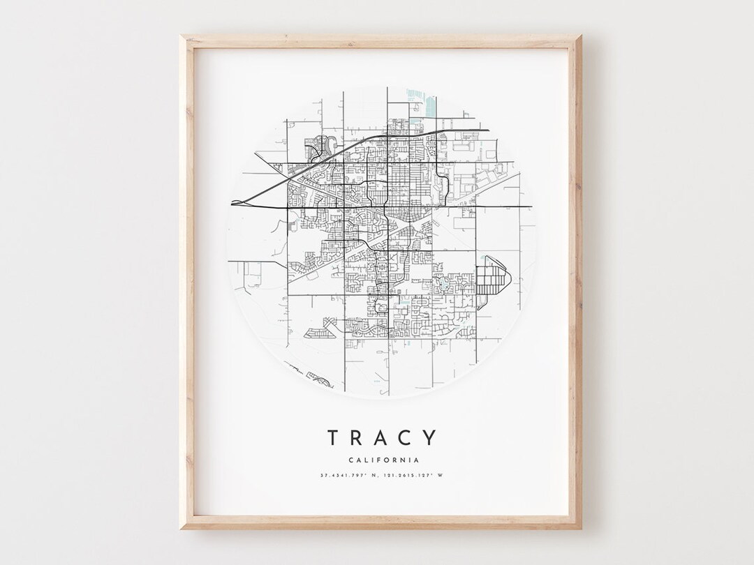Tracy Map Print, Tracy Map Poster City Wall Art, Ca Road Map ...