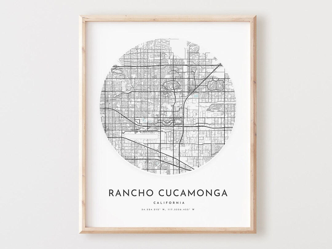 Rancho Cucamonga Map Print, Rancho Cucamonga Map Poster City Wall Art ...