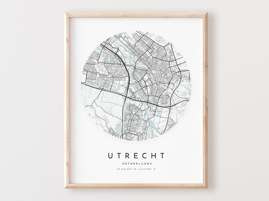 Utrecht Map Print, Utrecht Map Poster City Wall Art, Utrecht Road Map ...