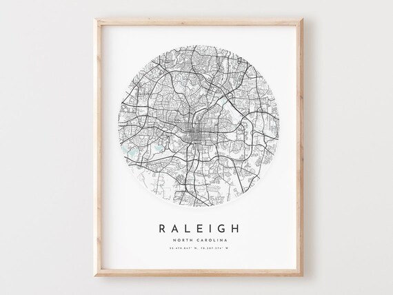 Raleigh Map Print Raleigh Map Poster City Wall Art Nc Road | Etsy