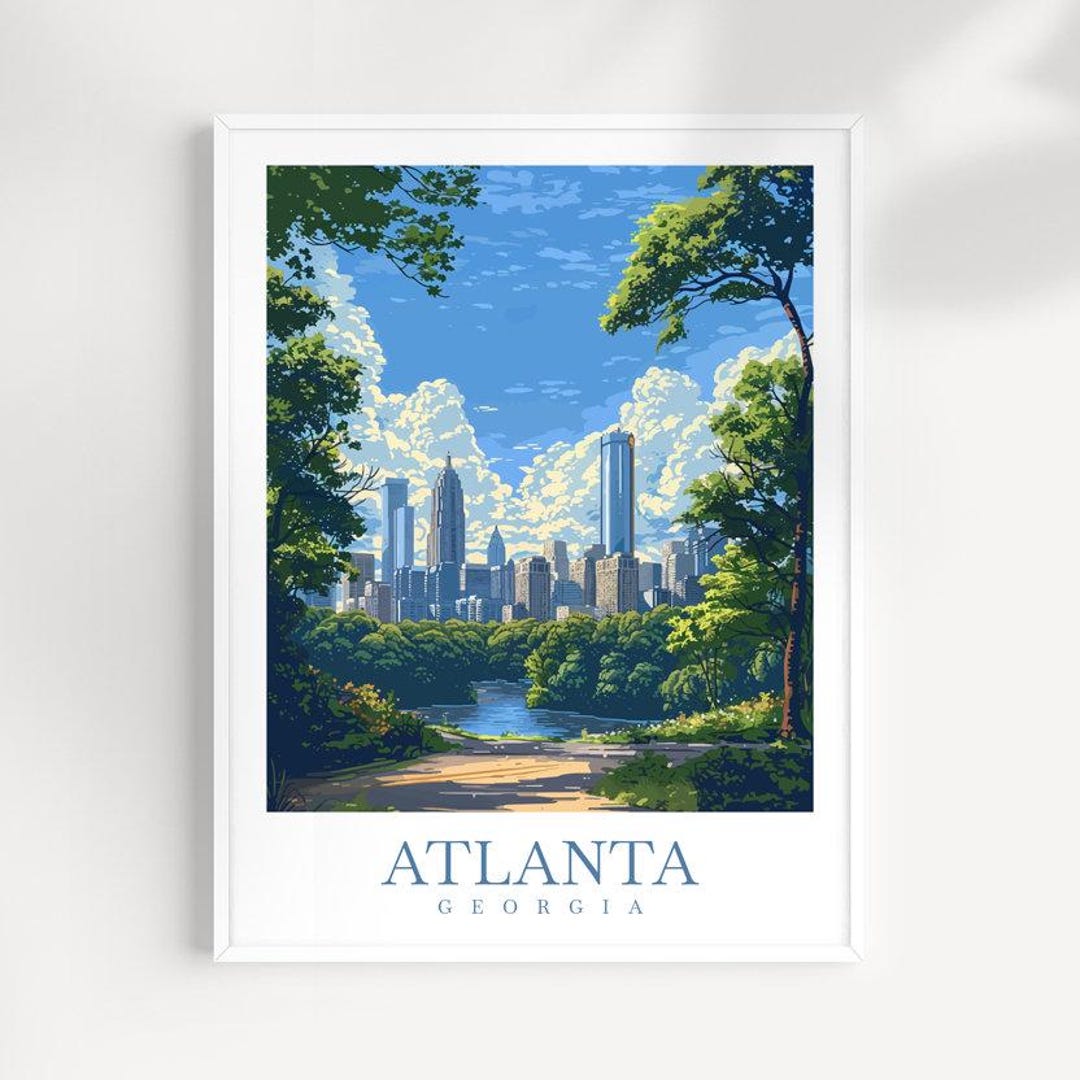 Atlanta Cityscape Print Georgia Home Decor USA City Art Print Atlanta ...