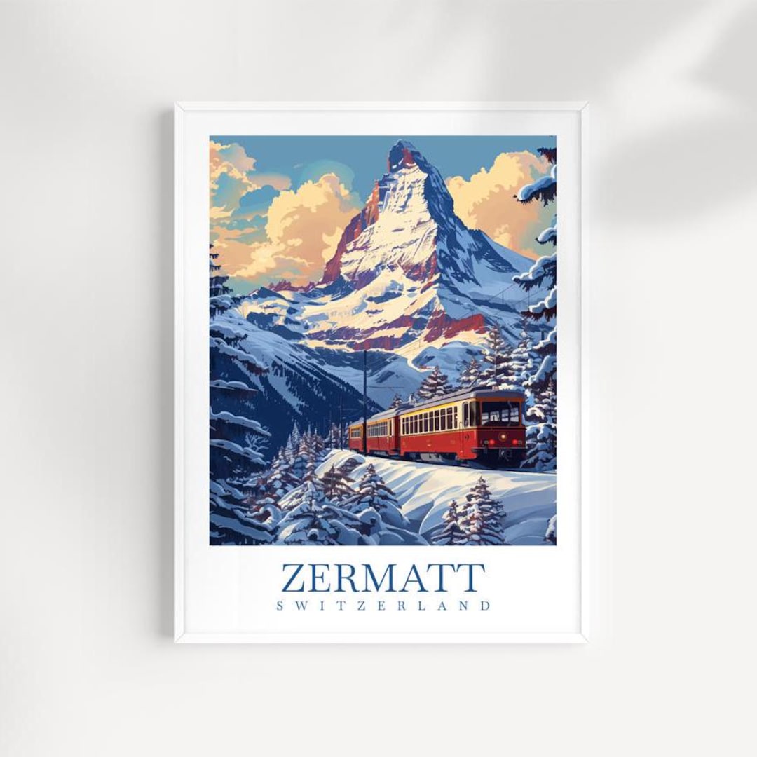 Zermatt Travel Print Wall Art Switzerland Wall Hanging Home Décor ...