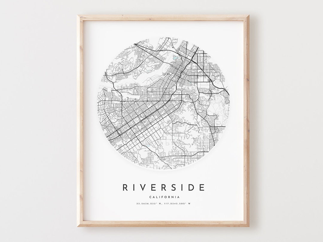 Riverside Map Print, Riverside Map Poster City Wall Art, Ca Road Map ...