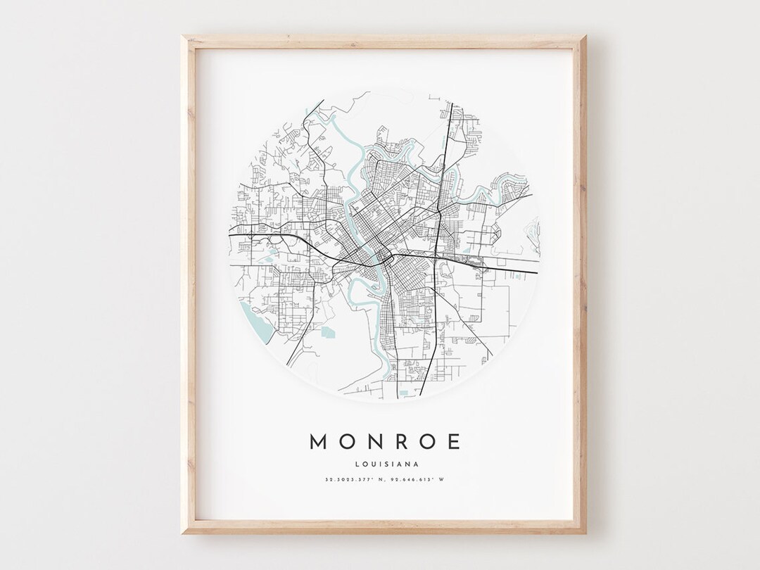 Monroe Map Print, Monroe Map Poster City Wall Art, La Road Map ...