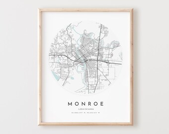 Monroe Map Print, Monroe Map Poster Wall Art, Mi City Map, Michigan ...