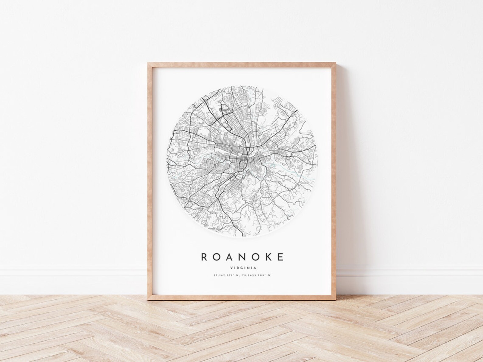 Roanoke Map Print Roanoke Map Poster City Wall Art Va Road | Etsy